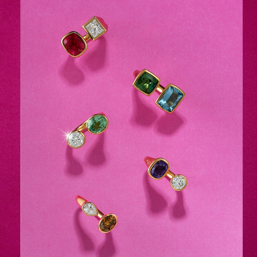 Diamond and Garnet Toi et Moi Spectrum Ring – Gumuchian