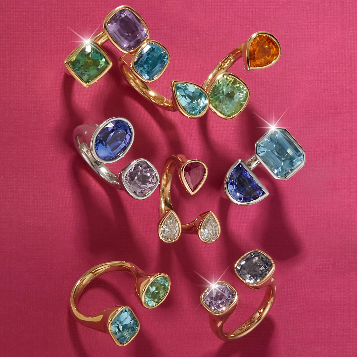 Sapphire and Tourmaline Toi et Moi Spectrum Ring – Gumuchian
